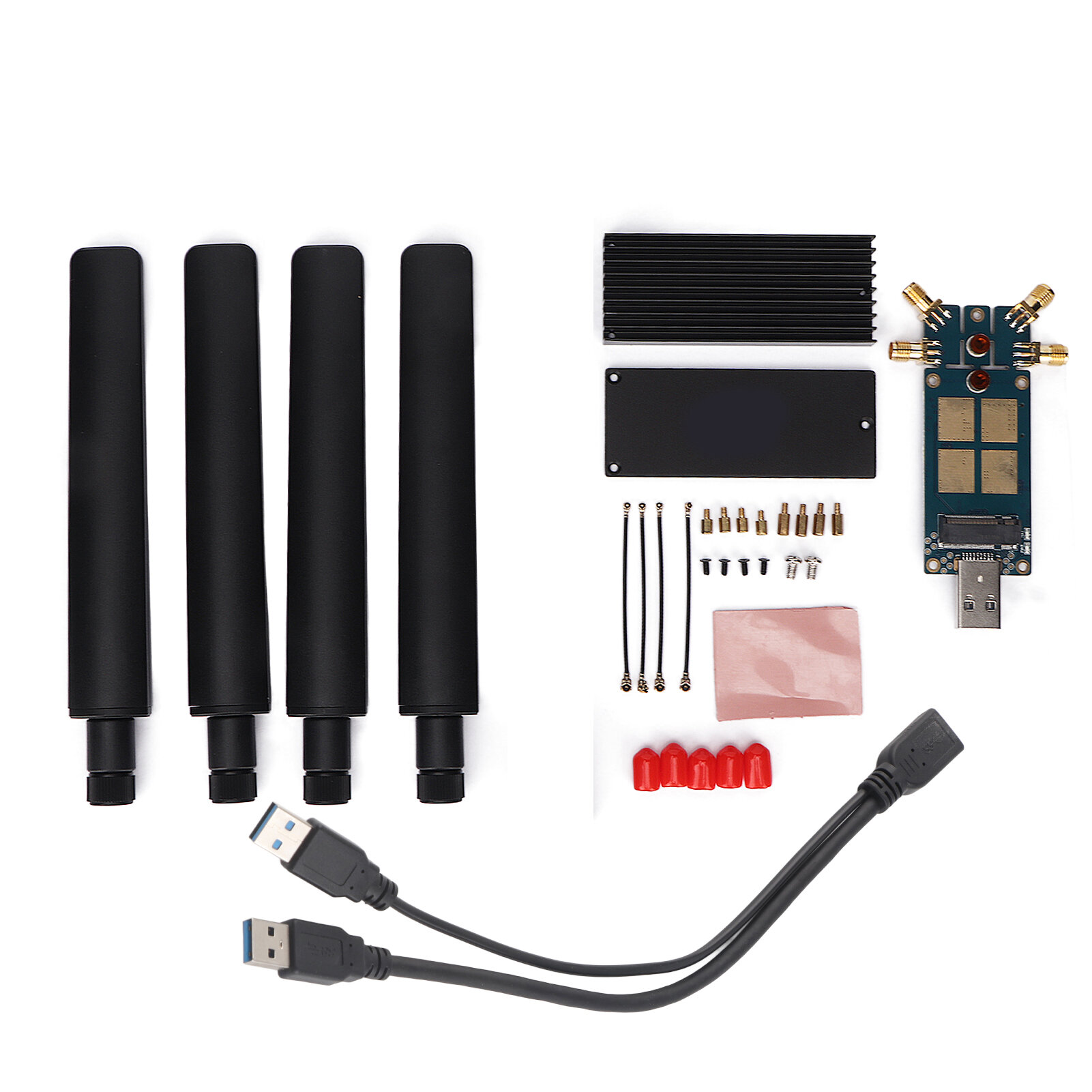 M.2 до USB -адаптер с SIM -картой слот 4 Антенна поддерживает 3G 4G 5G тепловой диссипация M.2 до USB -адаптер для ПК