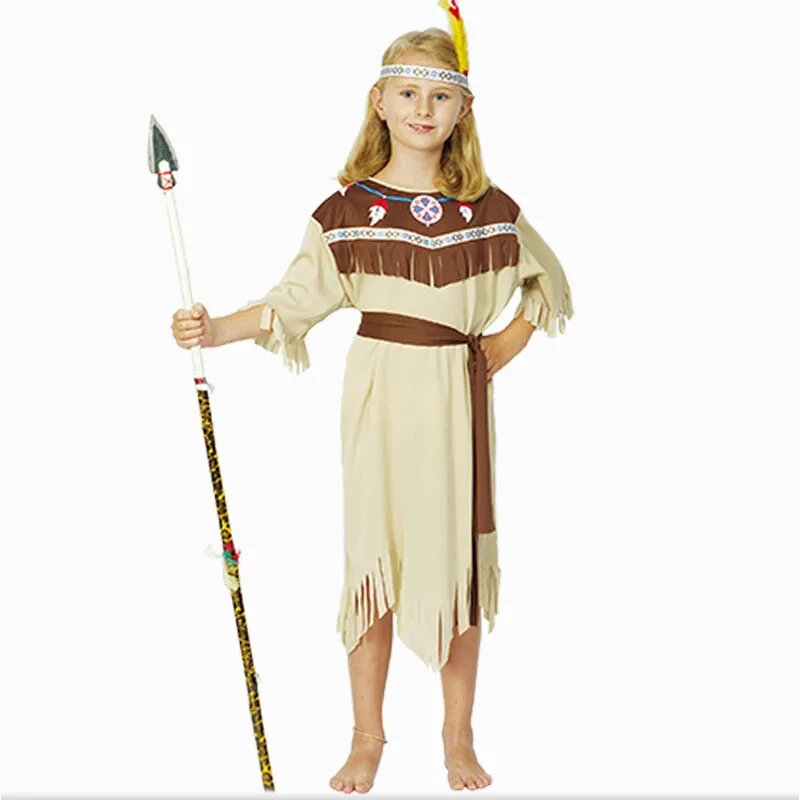 Женский мужской костюм индейца из полиэстера L, girl