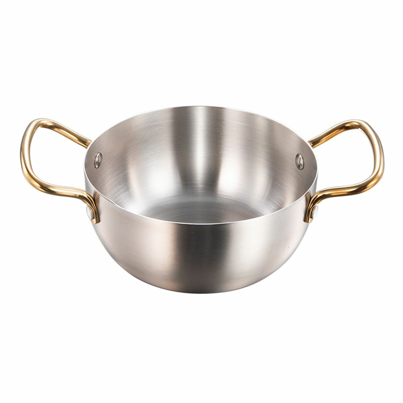 Корейская кастрюля для рамэна из нержавеющей стали с двойной ручкой, быстрый нагрев, кастрюля для приготовления лапши рамэн для индукционной плиты, серебро