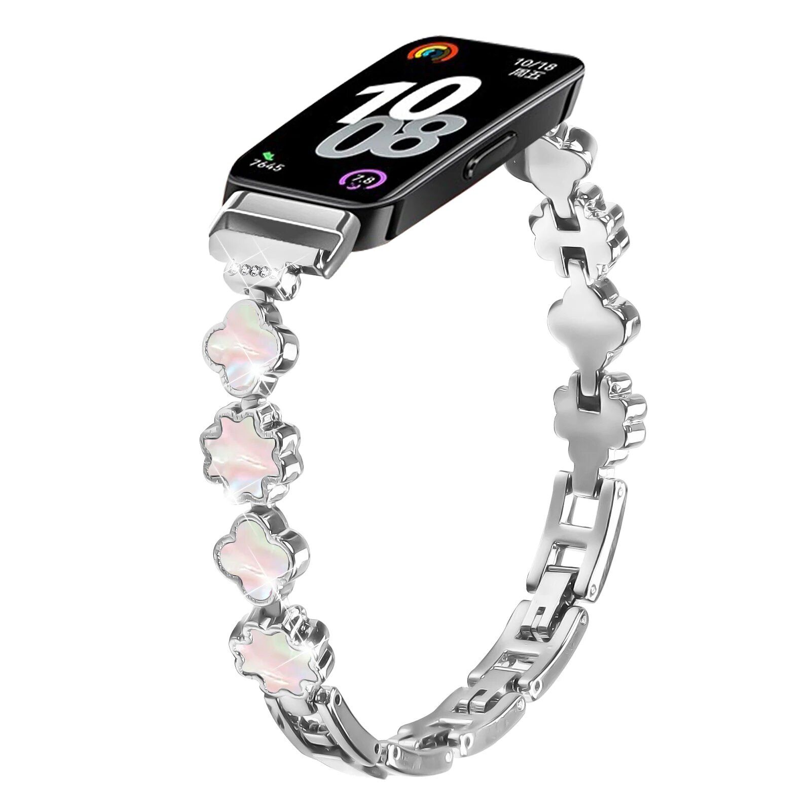 Ремешок Huawei Band 10 серебристый с цветами