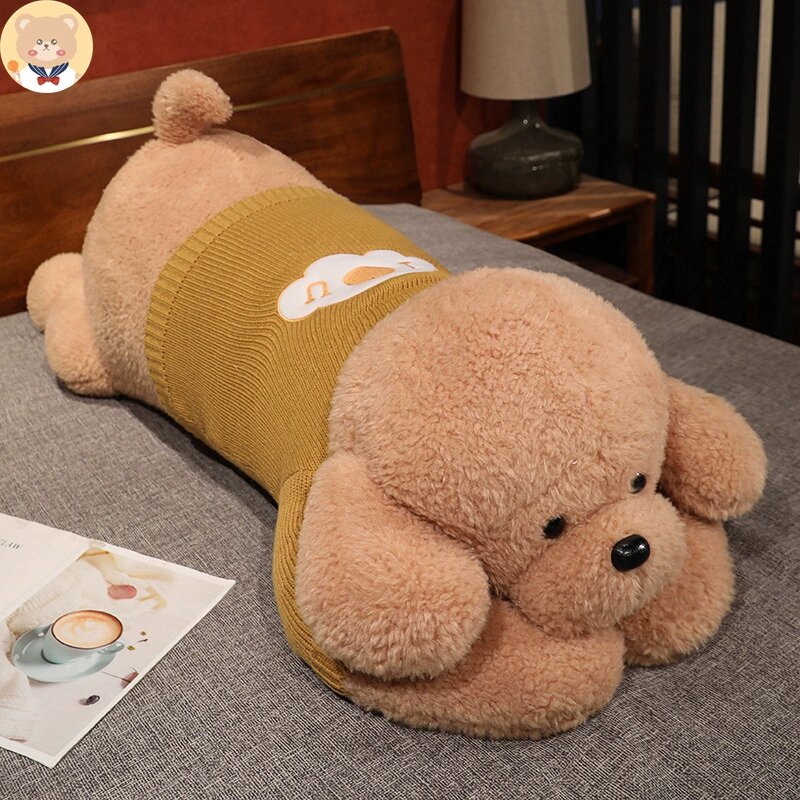 Коричневый вязаный щенок плюшевая игрушка 130 см большого размера для взрослых свыше 160 см, подушка для обнимания