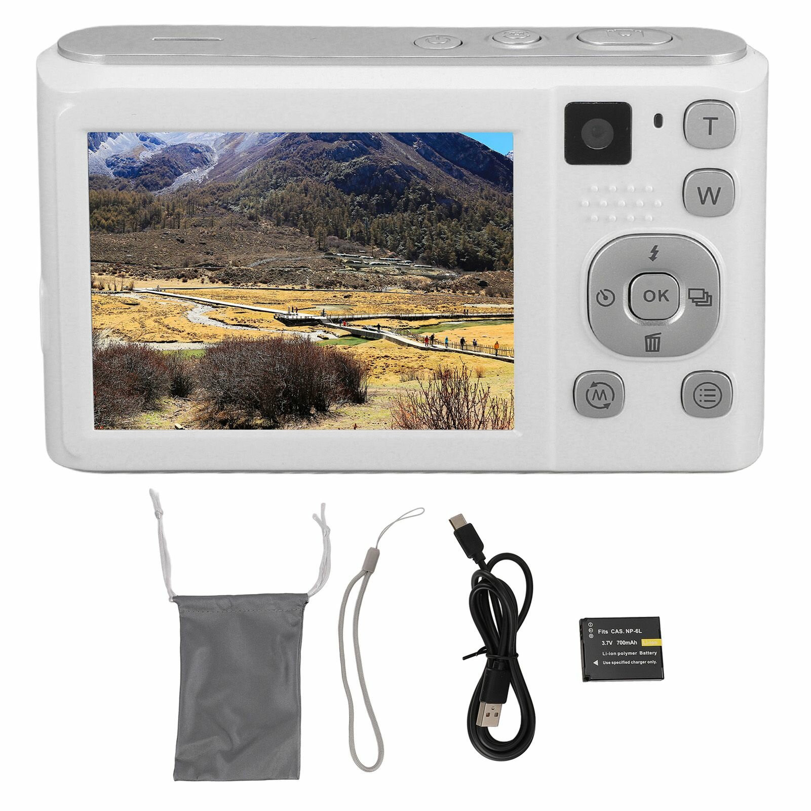 Цифровая камера 48 МП 4K, 2.8" IPS, 16x зум, двойная камера, поддержка 256G. (Белый)