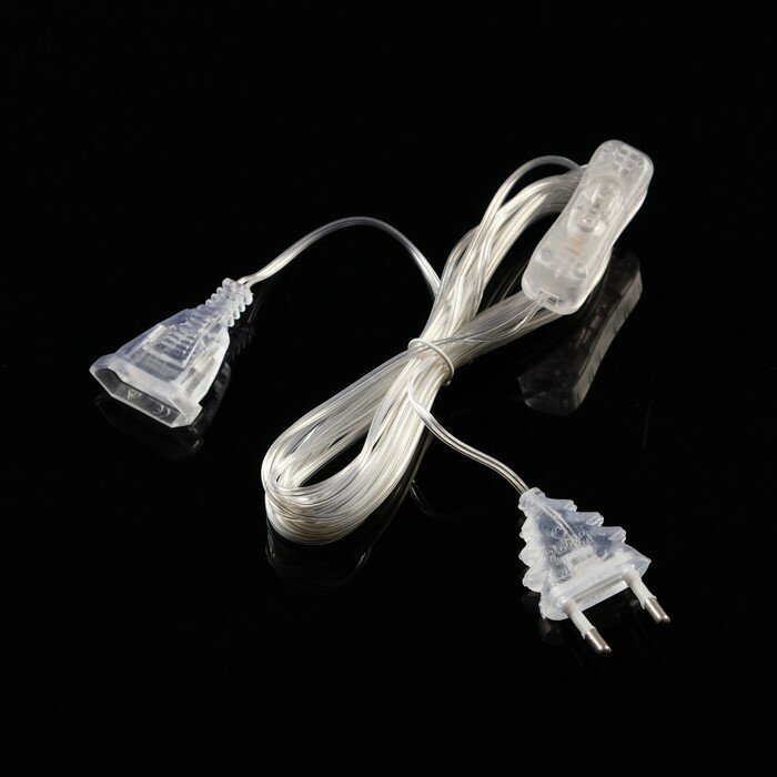 Удлинитель для комнатных гирлянд с выключателем, 5 м, прозрачная нить, УМС-вилка, 6710028
