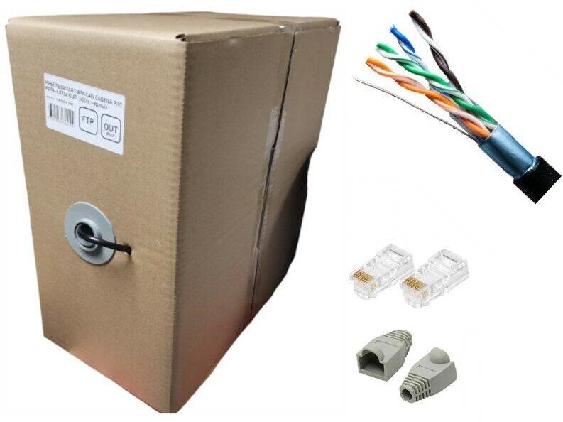 Кабель витая пара CADENA FTP4-CAT5e (24 AWG) в экране для уличной прокладки (Outdoor) CU (медь) / чёрный - 20м