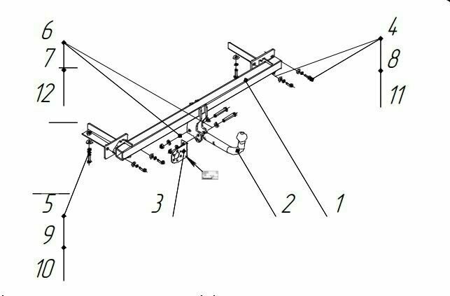 Фаркоп (ТСУ) для LADA (ВАЗ) Vesta 2015-н. в (Арт. 1234-A)