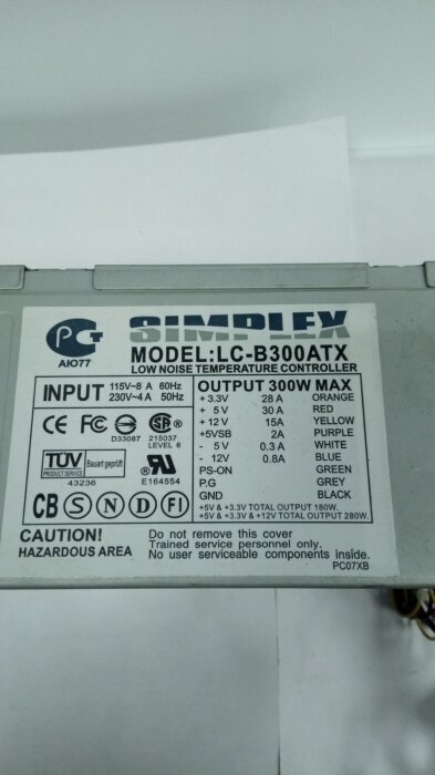 Блок питания 300W Simplex LC-B300ATX
