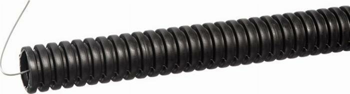 Труба ПНД IEK гофрированная D20 легкая с зондом черная (комплект из 100 м)