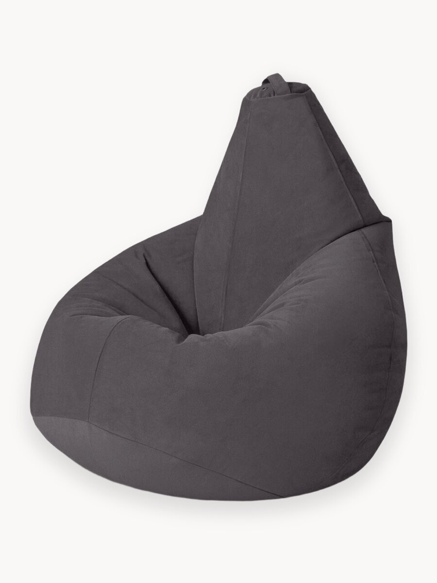 Кресло мешок MyPuff, бескаркасное кресло, пуфик мешок, размер 3XL, мебельный велюр, антрацит