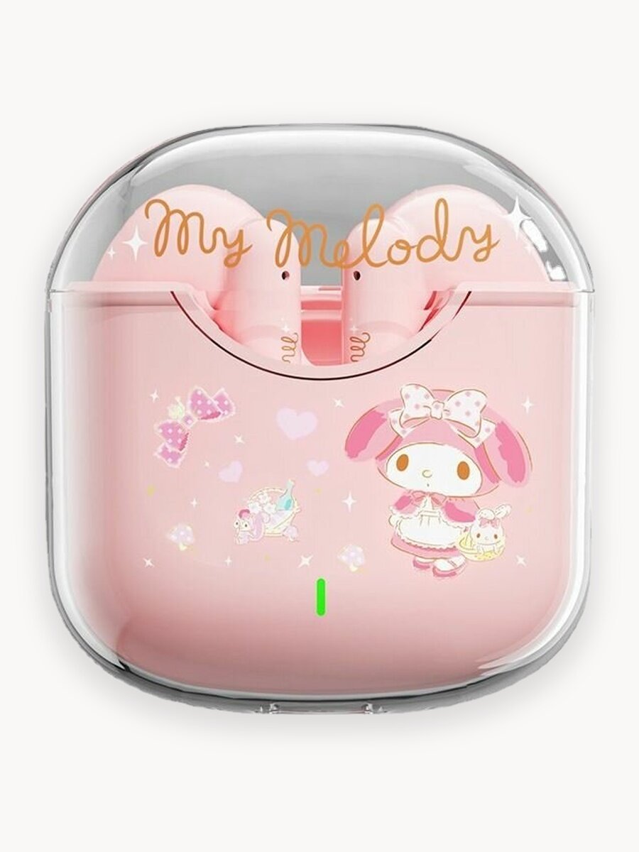 Наушники детские беспроводные с Май Мелоди в зарядном кейсе, Bluetooth, с ограничением громкости, для девочек, розовые Vivacat Kids My Melody