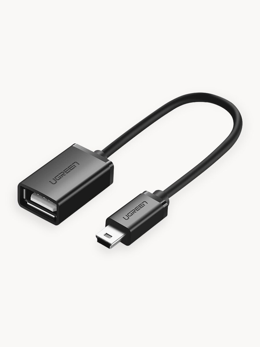 Кабель-адаптер Mini USB 5Pin-USB-A 2.0 Ugreen, OTG, Длина 10см, цвет черный (10383)