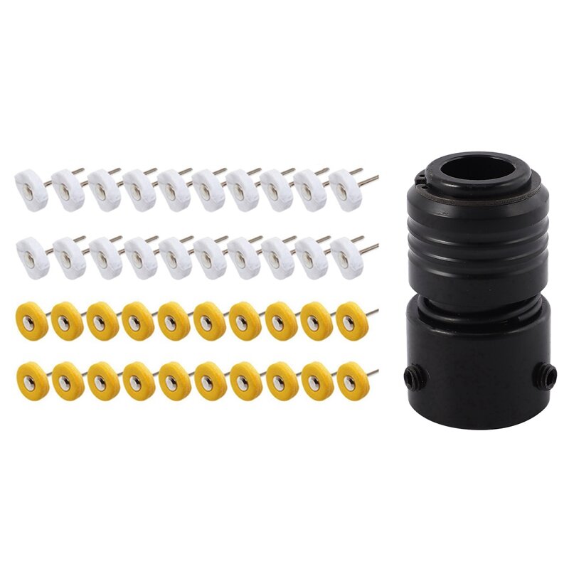 40 шт. полировальных кругов, оправка 3 мм с быстросменным пневматическим фиксатором, соединительный элемент зубила