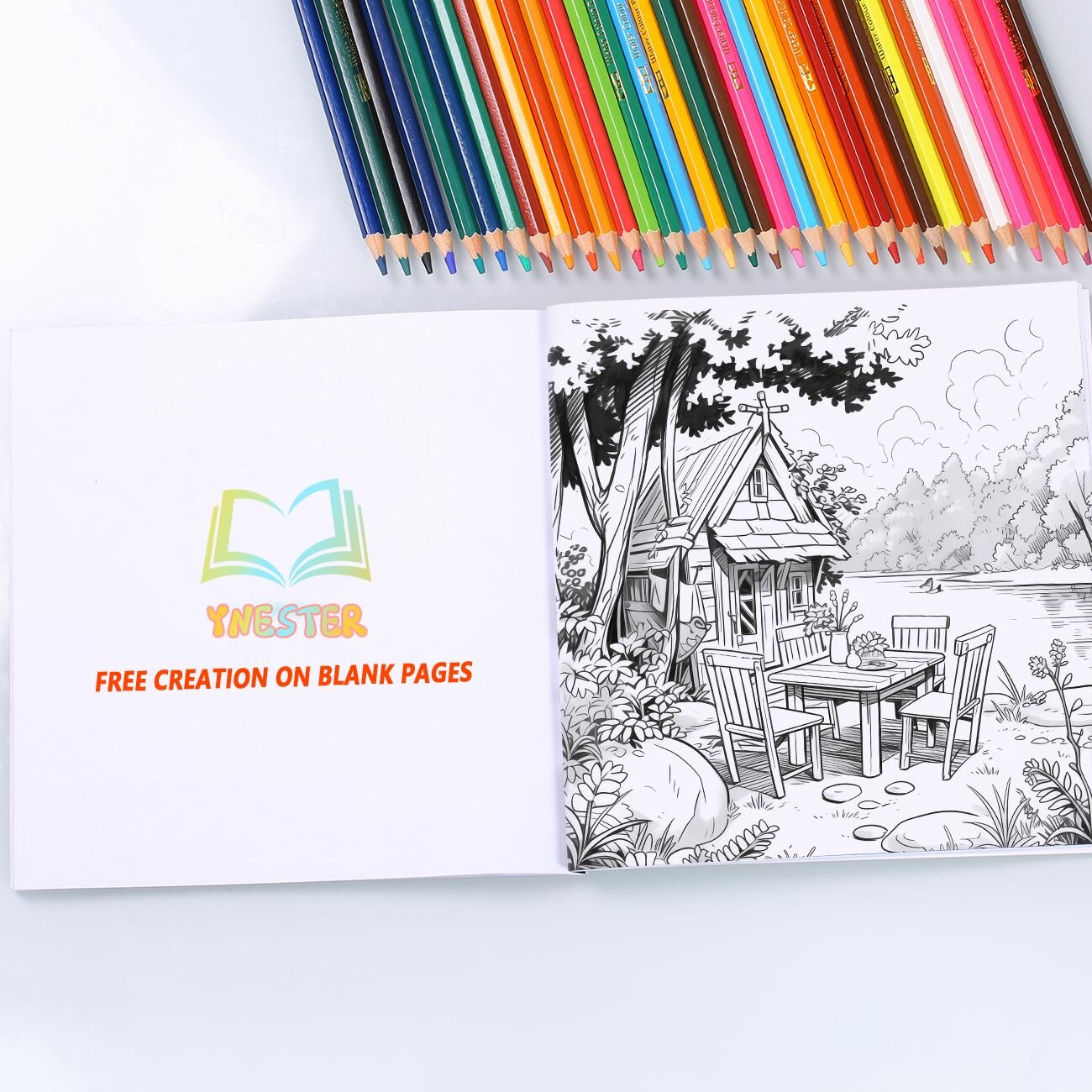 Книжка-раскраска в Деревянный дом, Альбом для рисования Деревянный дом, высокое качество Книга каракулей20 см*20 см, подходит для раскрашивания как взрослыми, так и детьми