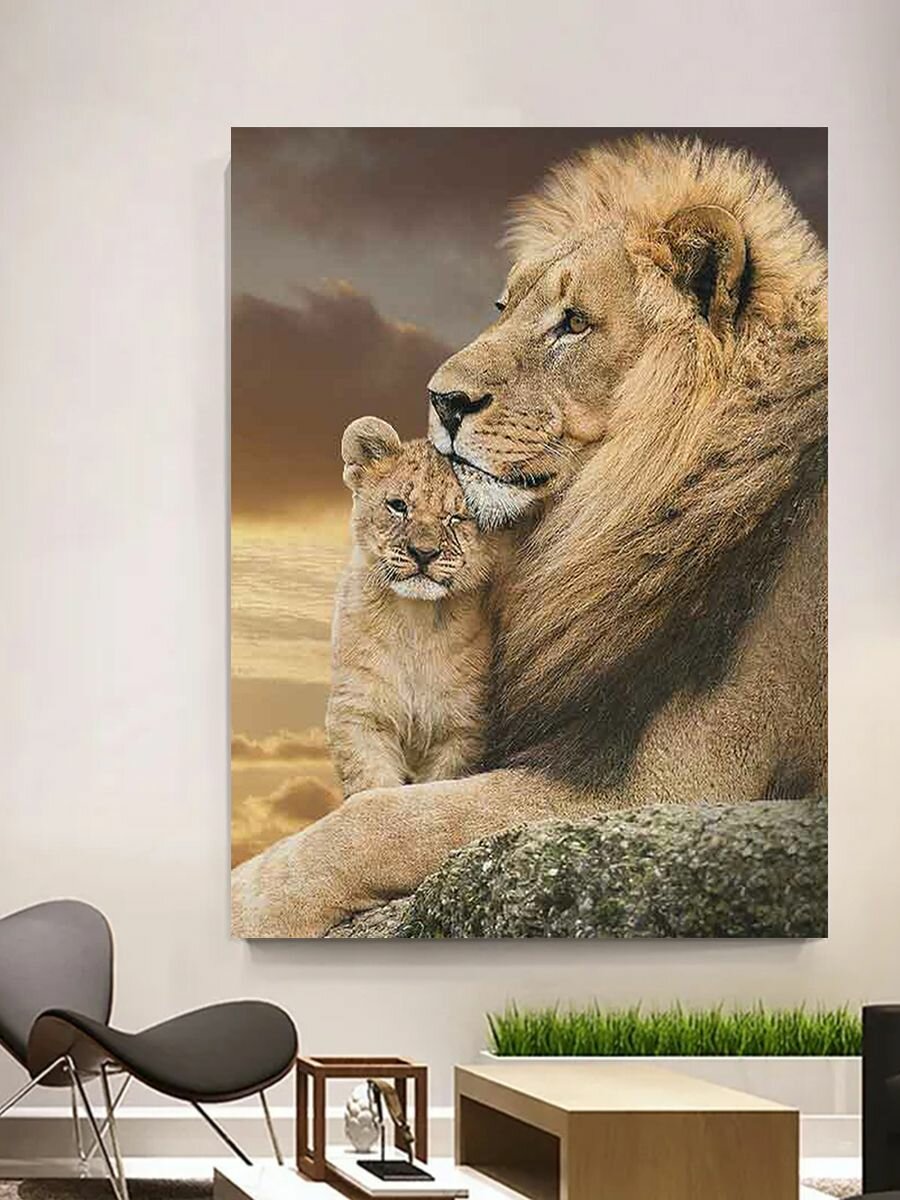 Картина Лев и львица, Семья Львов из коллекции "Лев", 30х40 см.