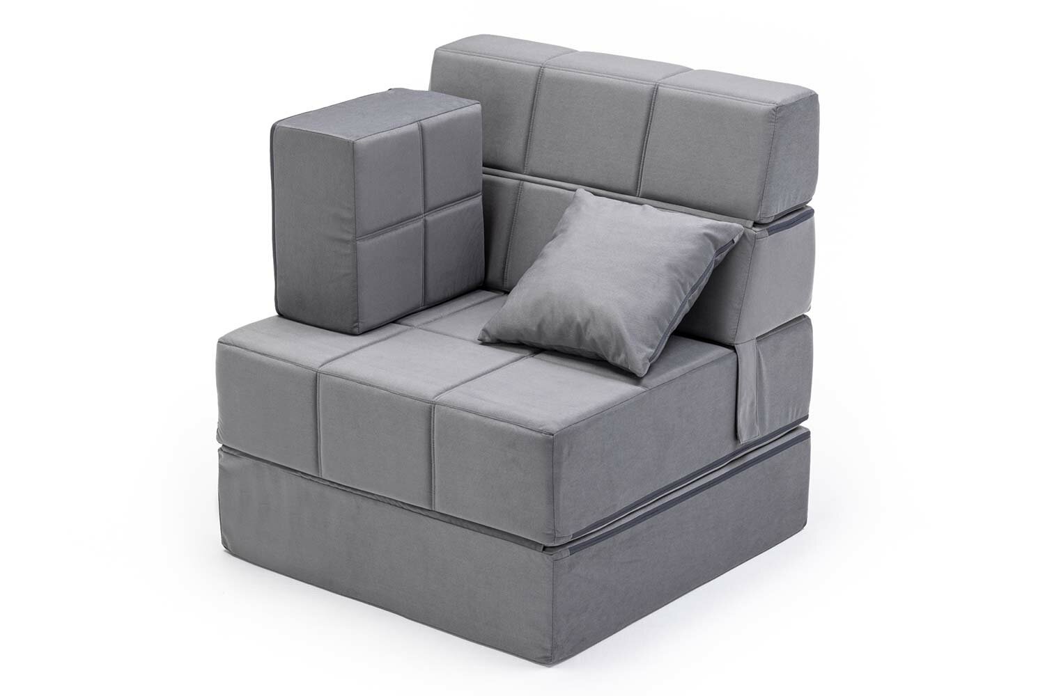 Кресло-трансформер CUBES FOAM Maxi-cubes 78х84х78 см, флок, цвет серый