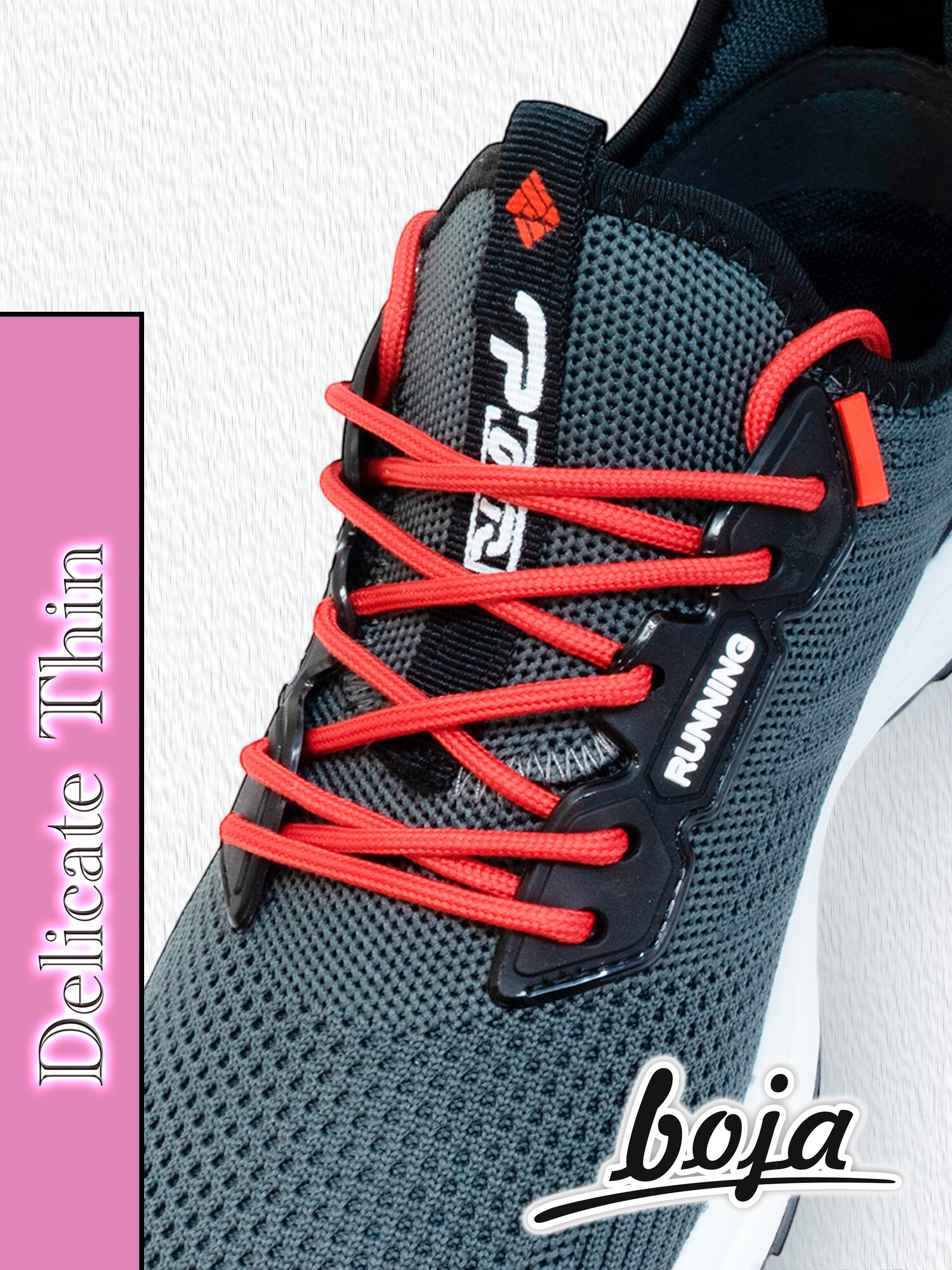 Шнурки для обуви BOJA (THIN), круглые 3мм, 90 см, красные