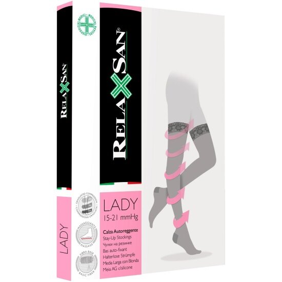 Чулки компрессионные Relaxsan Stay-up LADY класс компрессии 1 на резинке размер 2 цвет телесный