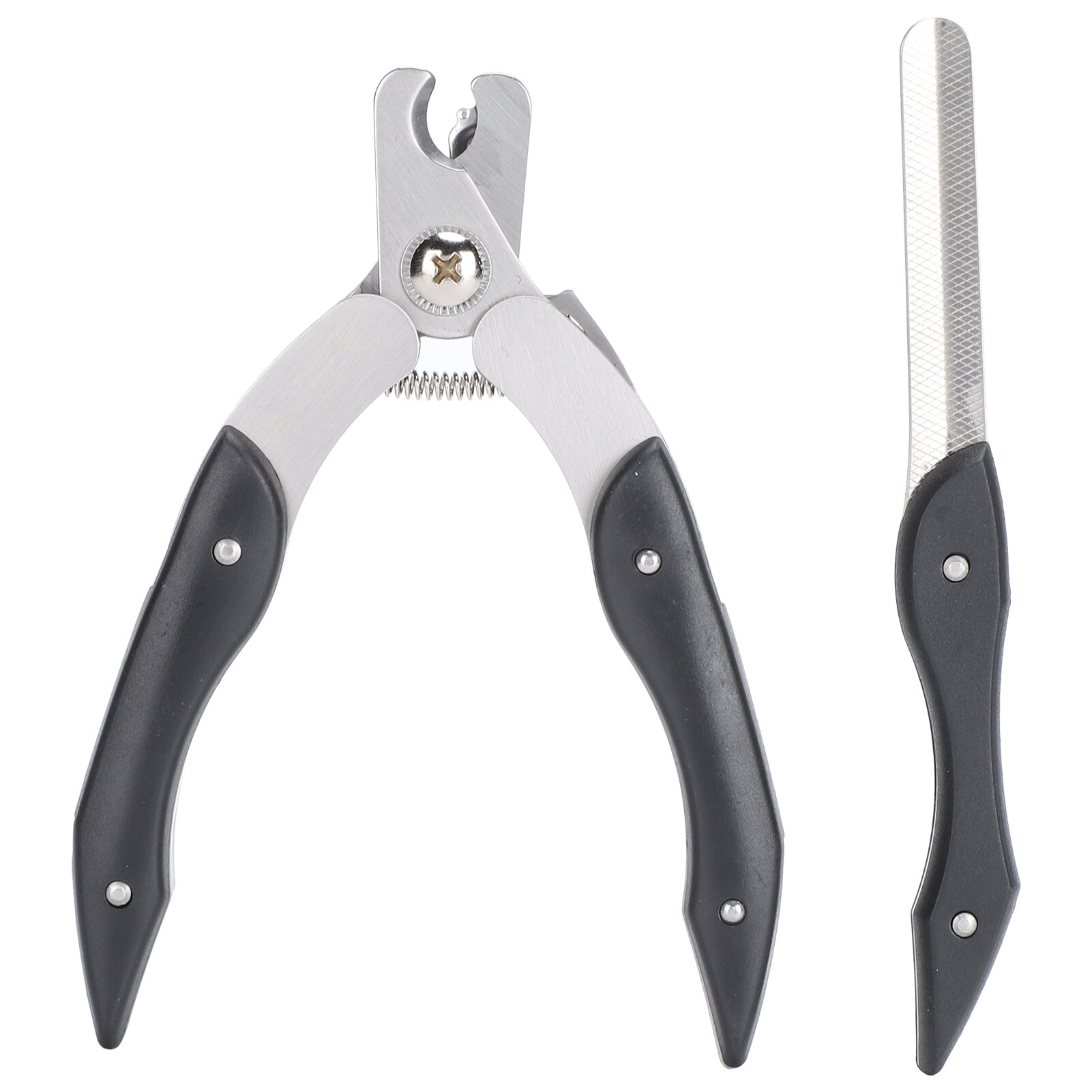 Когтерезка для домашних животных с пилочкой для когтей, нескользящая ручка, нержавеющая сталь, для собак и кошек.