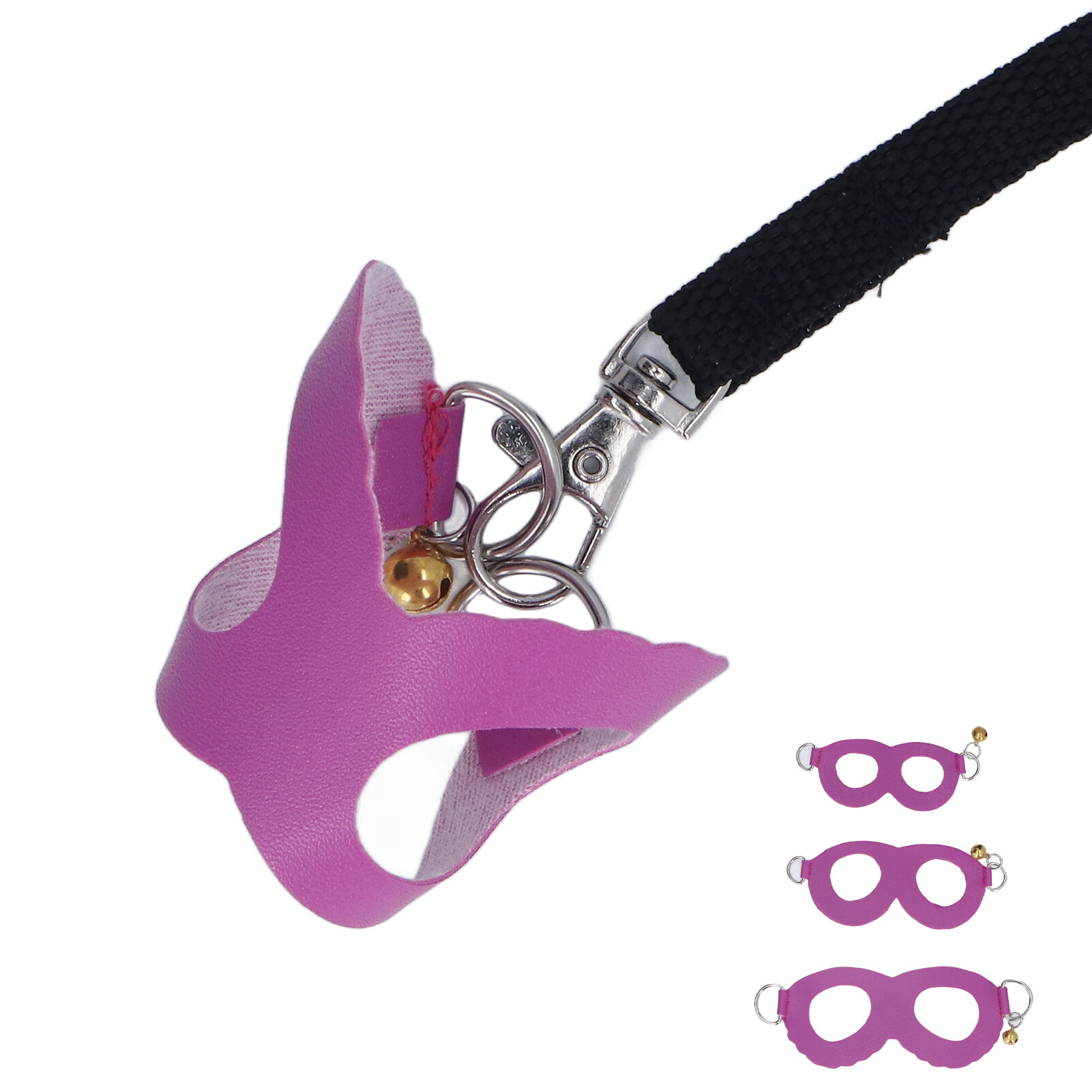 Комплект из шлейки и поводка для хомяка, искусственная кожа, мягкий, удобный для ношения, жилет для выгула крыс и поводок с колокольчиками, фиолетовый