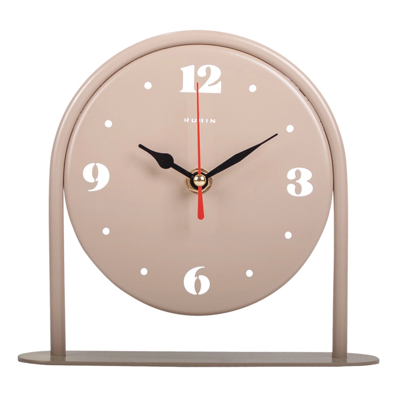 Рубин настольные часы 21х21 см металл бежевые арабские цифры открытая стрелка