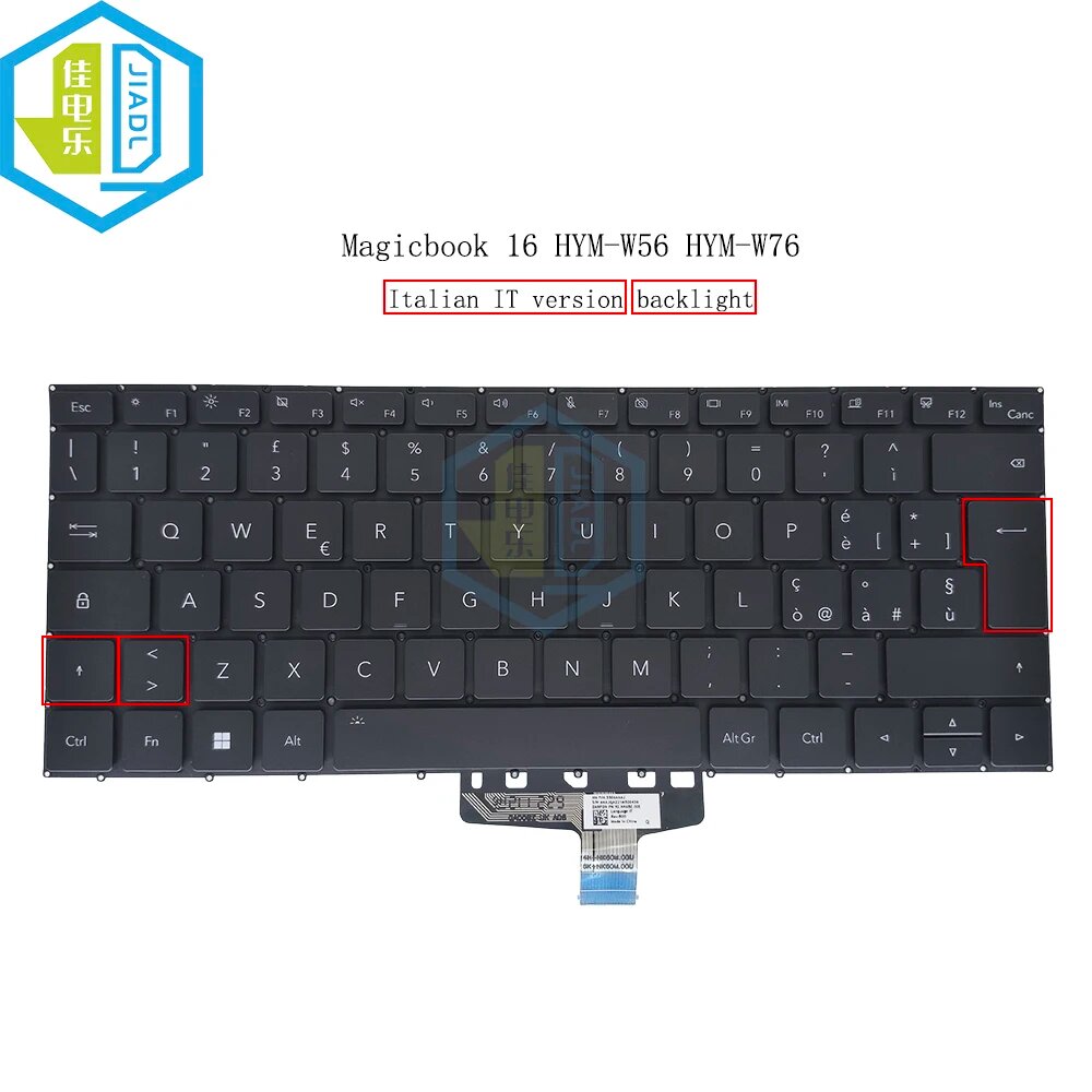 Клавиатура OVY черная с подсветкой для Huawei Honor Magicbook 16 IT Italian backlit