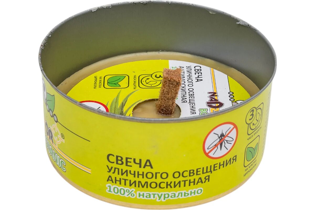 Nadzor БИО Botanic Антимоскитная свеча 119061 для дома и дачи экологичная защита от комаров