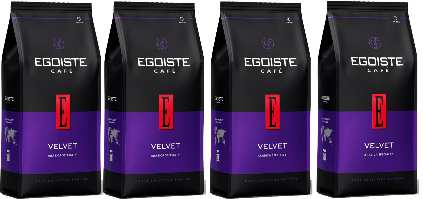 Кофе в зернах EGOISTE VELVET натуральный жареный (Англия) 800 гр. х 4 шт.