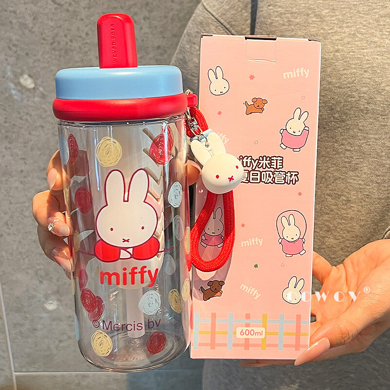 MIFFY Miffy стакан для воды с трубочкой для одноклассников, высокая ценность, большая емкость для чая и разделения воды, портативный офисный стаканчик, милый
