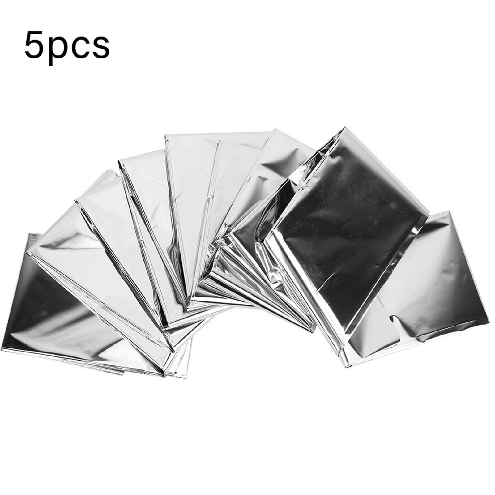 5 шт. водонепроницаемого, аварийного, спасательного, теплозащитного одеяла для кемпинга, пешего туризма, спасательных средств при землетрясениях, серебряного цвета