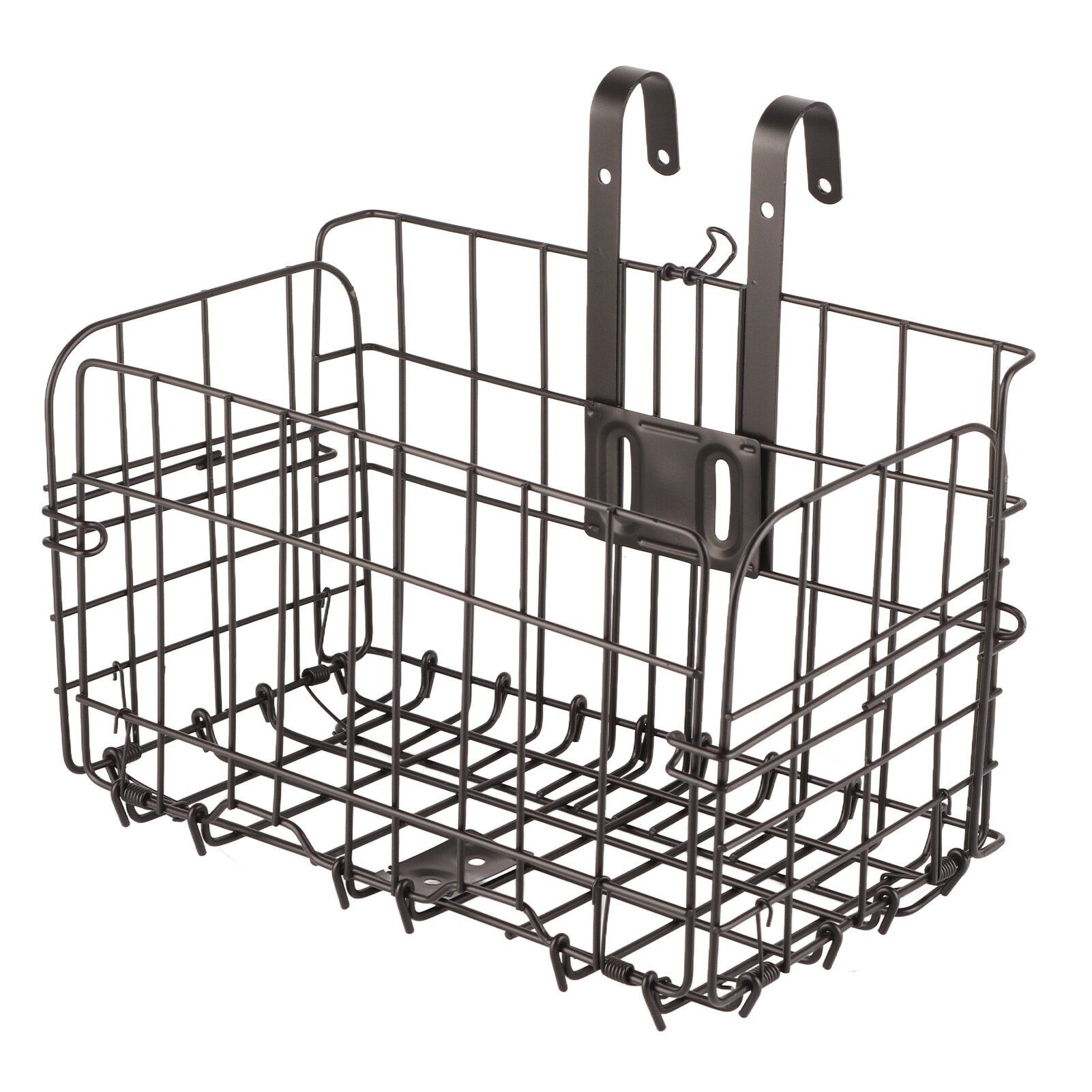 Складная задняя велосипедная корзина из толстой проволочной сетки, съемная, нержавеющая, водонепроницаемая, для горного велосипеда, складная, черная, утолщенная (1250 г/44,1 унции)