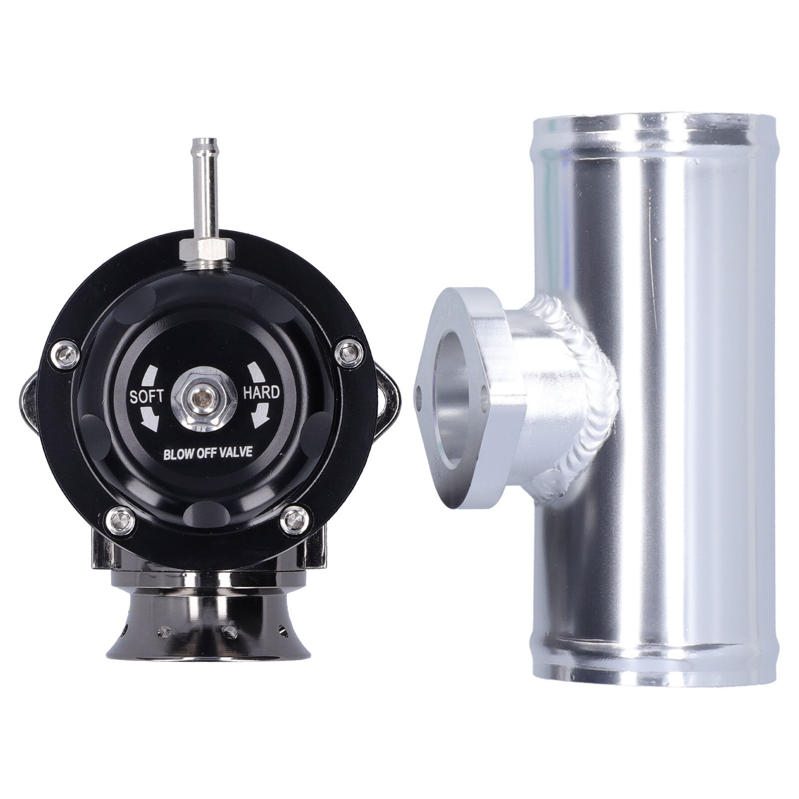 Турбина алюминиевая Blow Off Valve с универсальным фланцем 2.5in, двухпружинная система, максимальное давление 30 PSI, черная