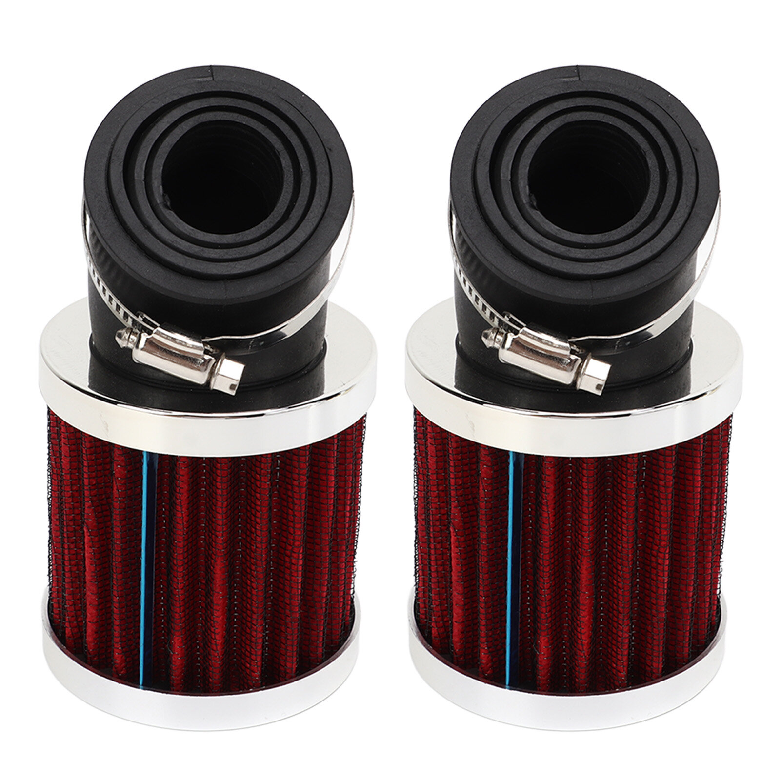 2ШТ Мотоциклетные Воздушные Фильтры Сильная Мощность Мощная Фильтрация Универсальный Подходит для 22-48 мм 50cc 70cc 90cc 125cc Мотоцикл Серебристо-Красный