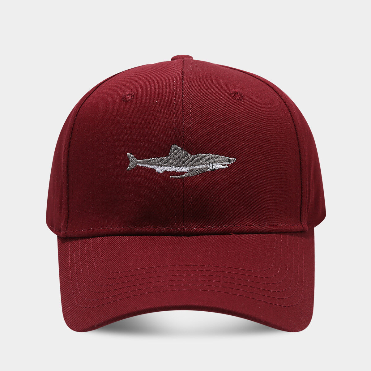 Бейсбольная кепка с вышитым изображением акулы, однотонная, изогнутая, из чистого хлопка, жесткая верхняя часть, повседневная бейсбольная кепка, европейская и американская, мужская и женская, кепка-утконос