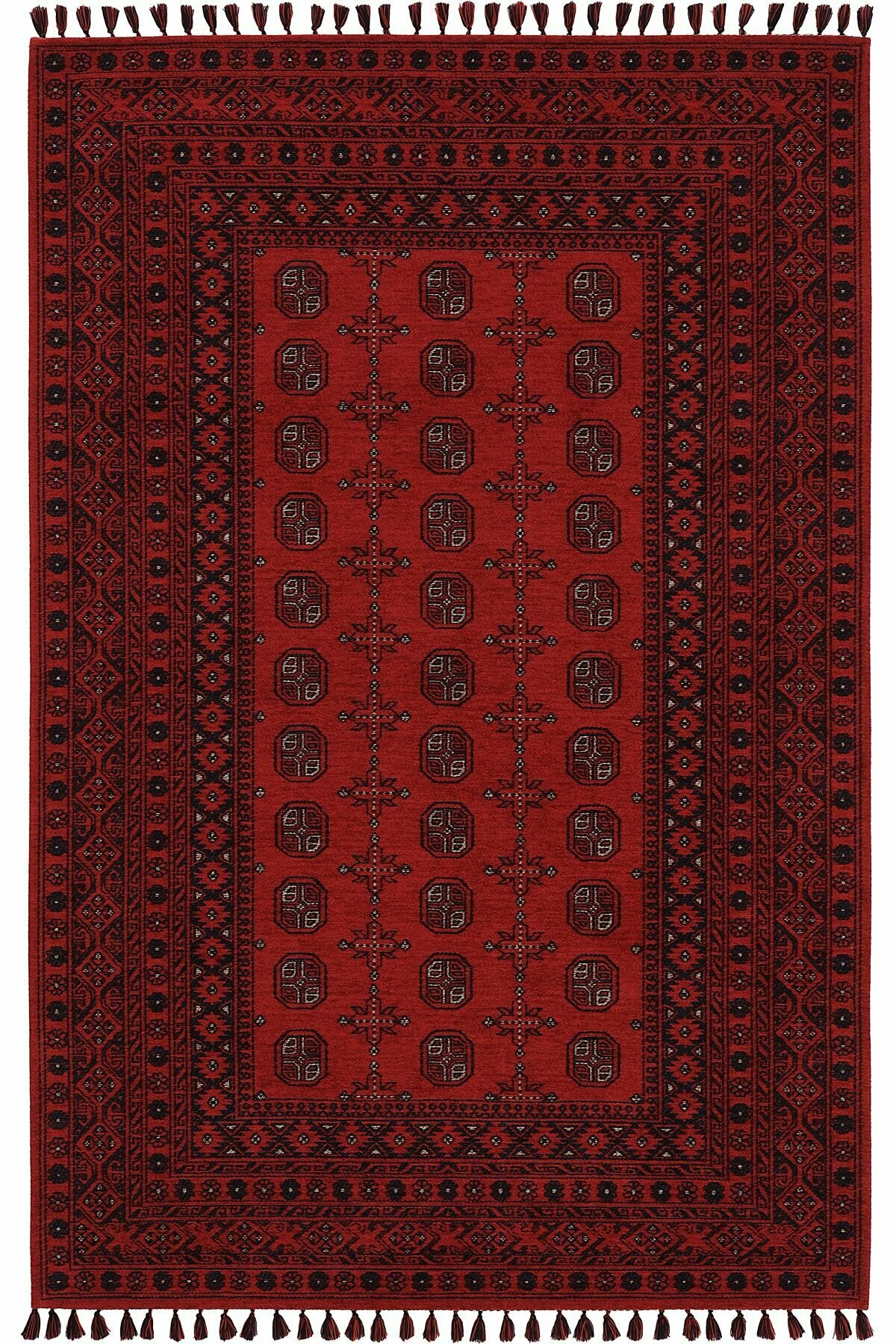 Cool Hali Atlas 04 Классический ковер 120x180 см цвета бархатный рубин (темно-бордовый, черный, белый) с восточным орнаментом, моющийся, с противоскользящей основой