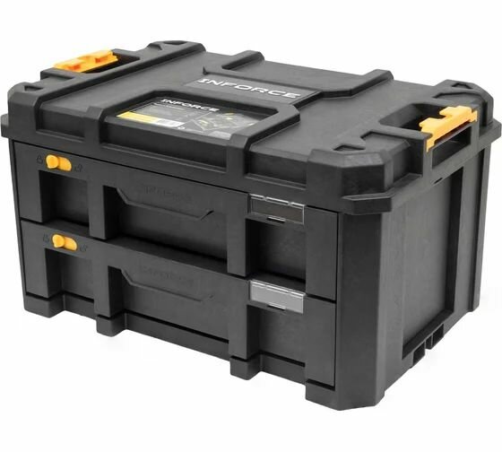 Ящик для инструментов большой с 2 отсеками пластиковый ударопрочный с возможностью объединения в систему MODULAR SYSTEM Inforce 06-20-20