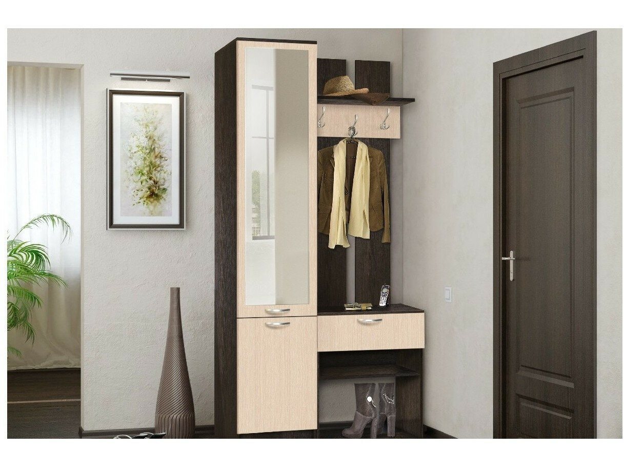 Современная прихожая, выполненная из ЛДСП, (Дуб белфорд/Венге Linum)