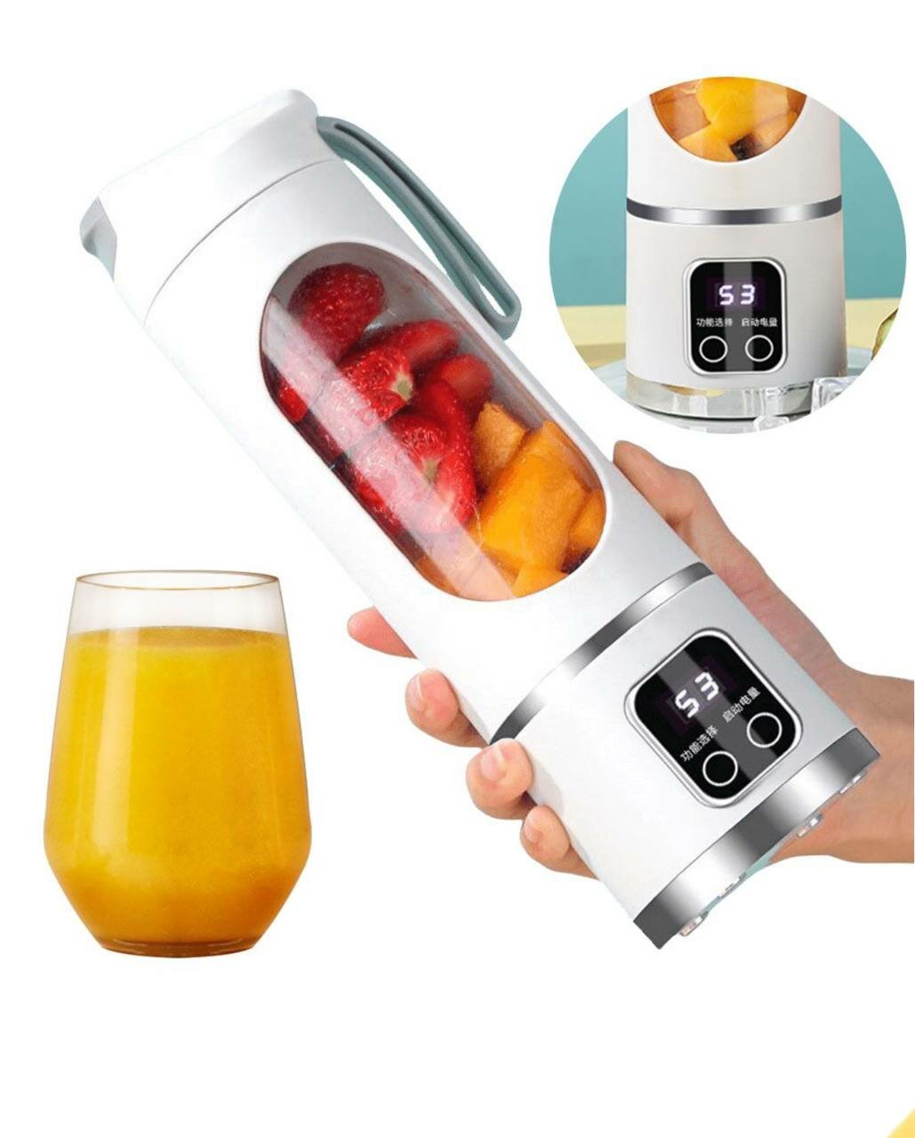 Блендер для смузи и коктейлей / портативный беспроводной, фитнес-блендер измельчитель ручной белый от BashMarket