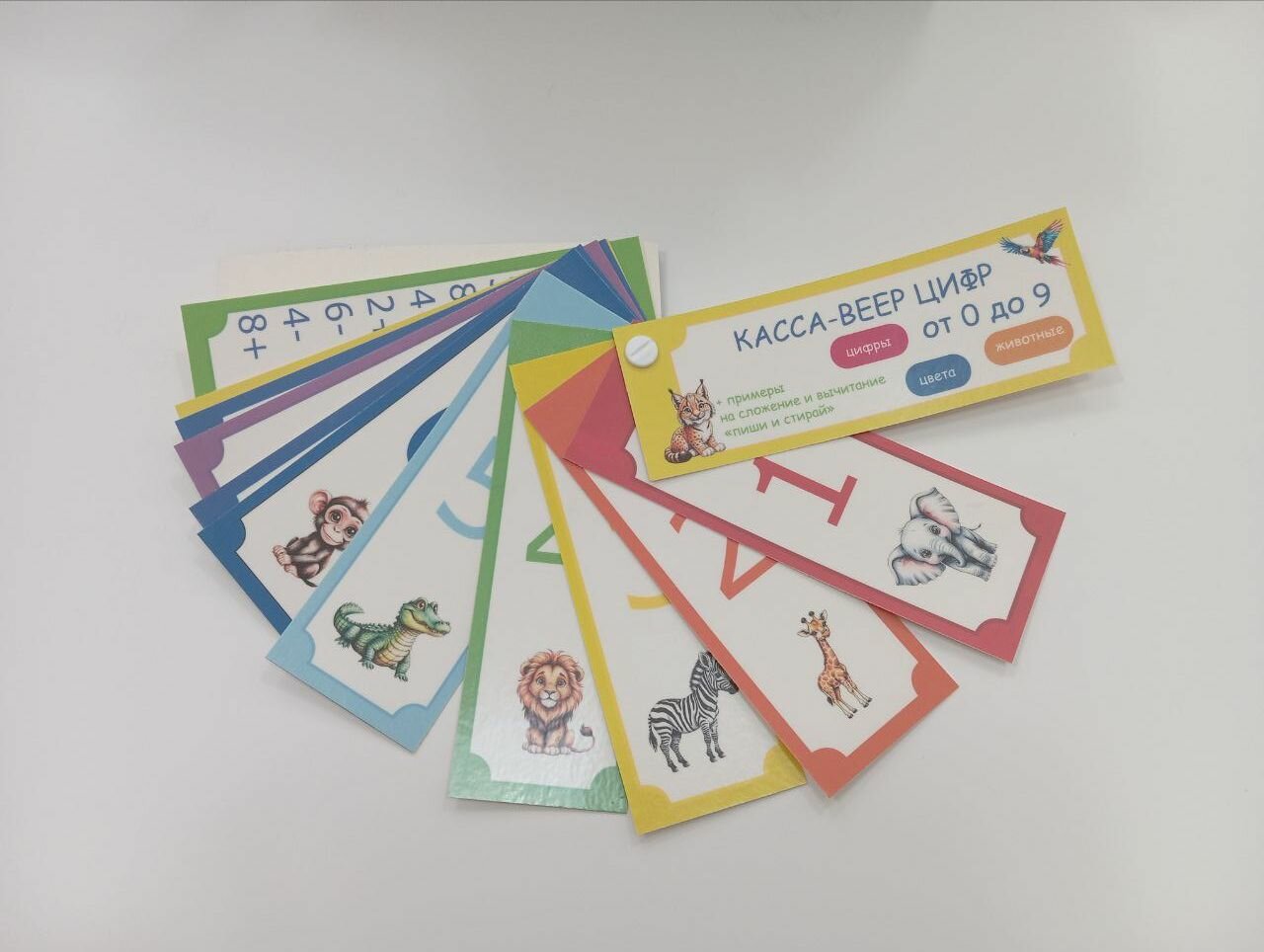 Веер-касса "Цифры от 0 до 9" плюс 2 страницы с примерами серия "Пиши-стирай"