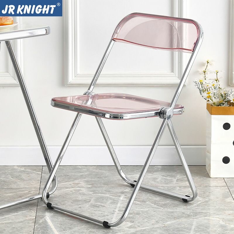 Складной акриловый стул со спинкой для дома, кухни, гостиной и спальни