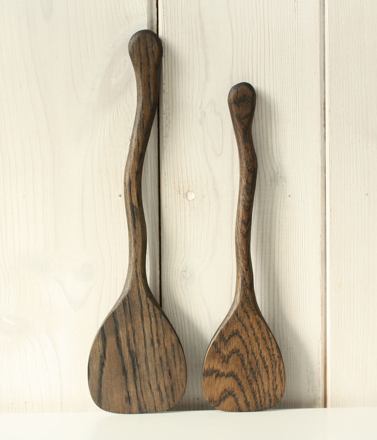 Деревянные лопатки для кухни. Набор: маленькая и большая. Дерево Дуб. Цвет темно-коричневый, черный. Yasen