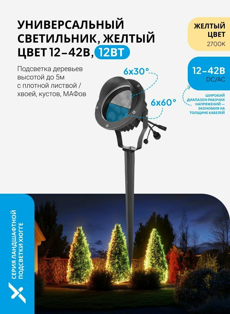 Универсальный светильник-прожектор 12 Вт, 12-42В, со стойкой основанием, Pro-Expert Hugge