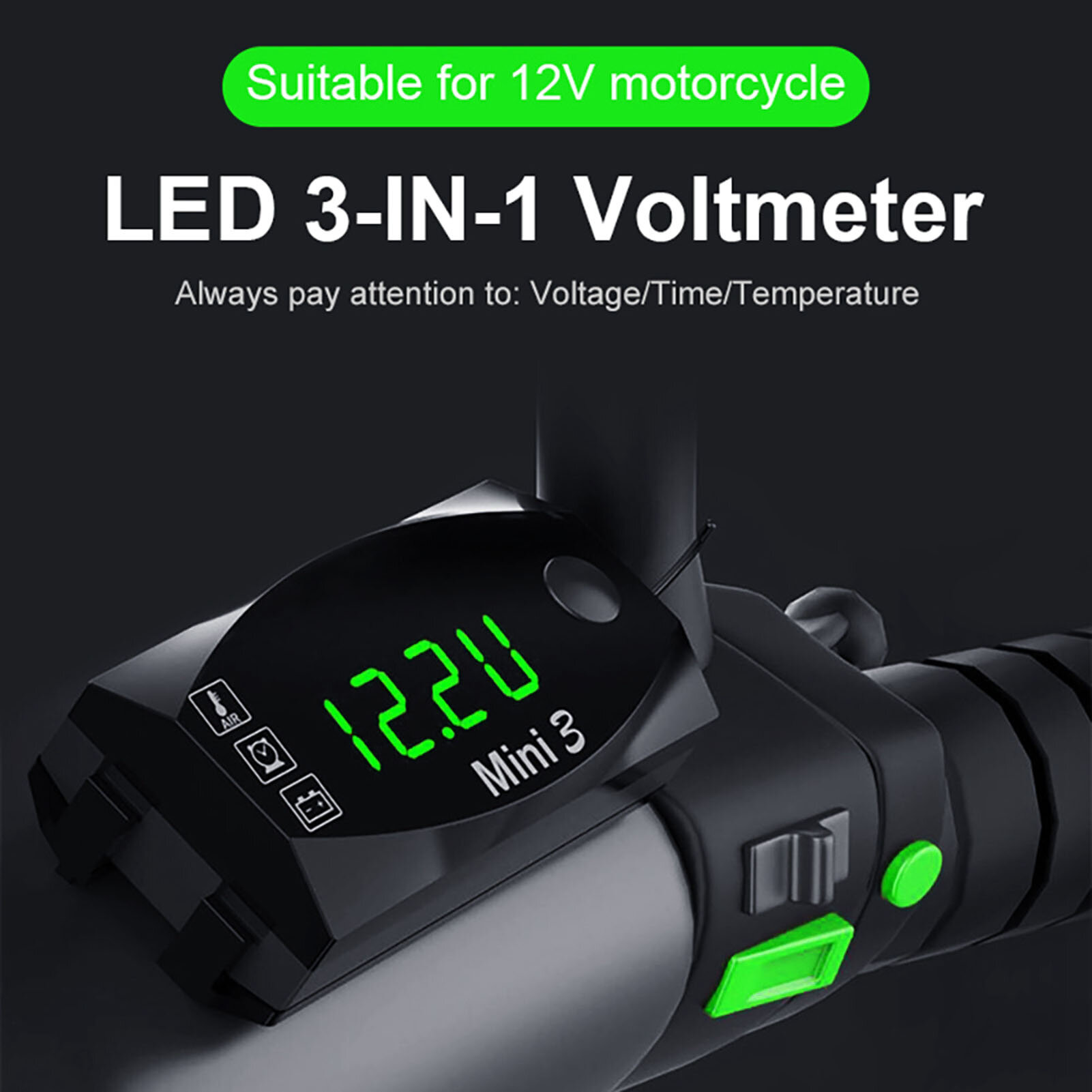 3 в 1 мотоциклетный счетчик светодиодный цифровой таймер термометр вольтметр водонепроницаемый аккумулятор монитор датчик 6-30 В для автомобиля морской лодки мотоцикла