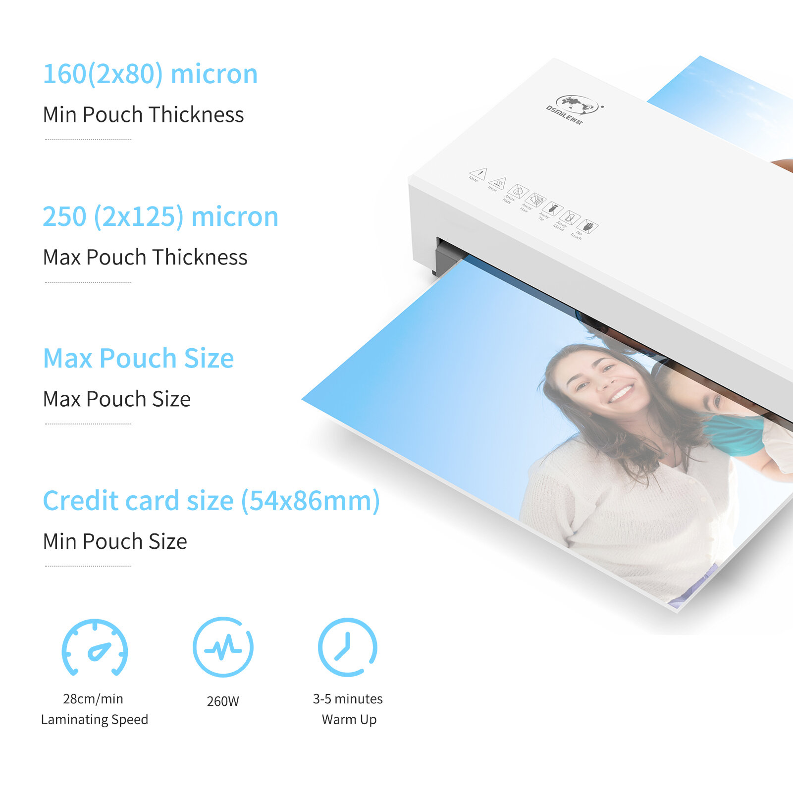 Комплект настольного ламинатора OSMILE для горячего и холодного ламинирования формата А4, 2-валковая система, максимальная ширина 9 дюймов, подходит для ламинирования форматов А4/А5/А6, для домашнего офиса, школьных принадлежностей