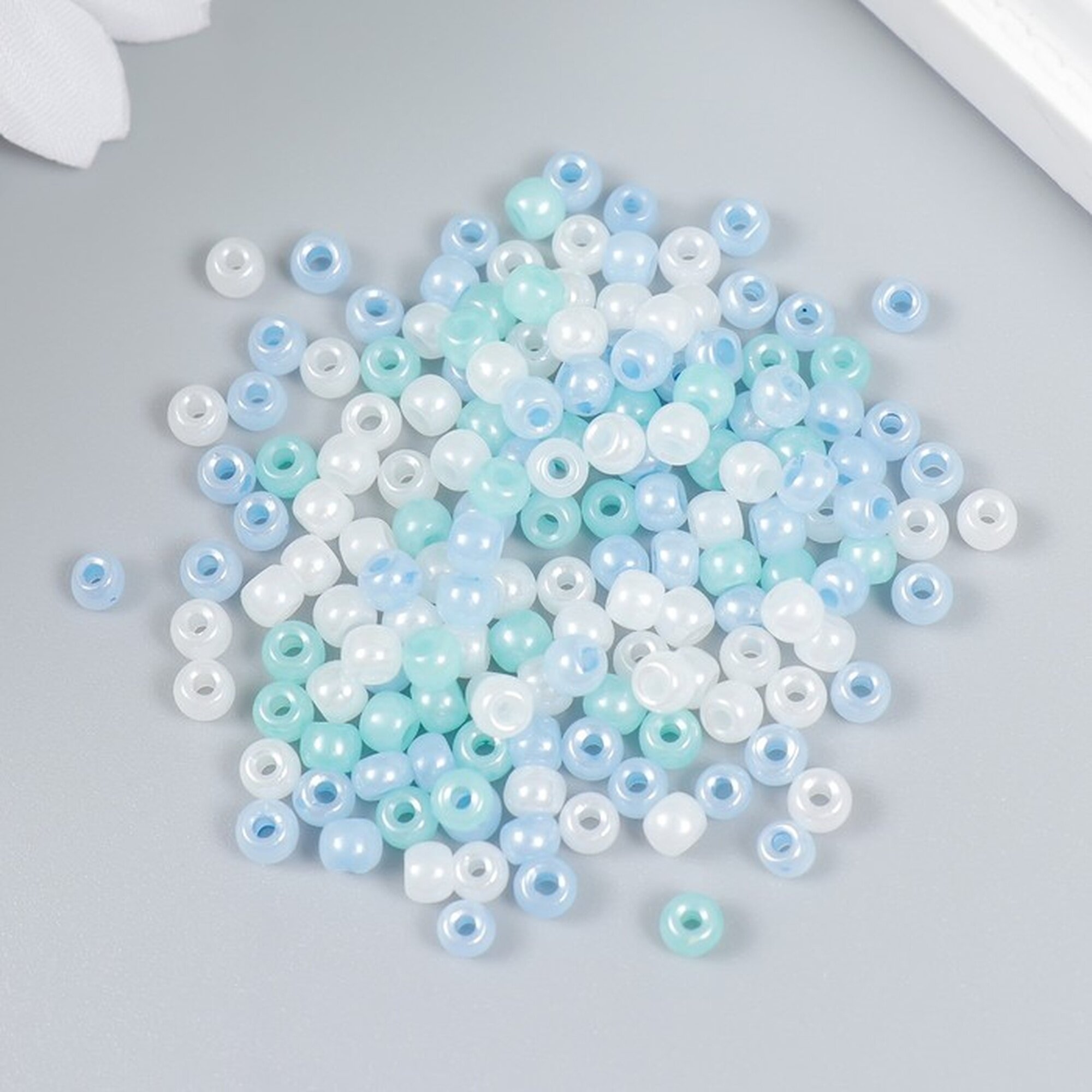 Бисер Арт Узор "Голубой меланж", крашеное стекло, разноцветный, 6/0, 10 г