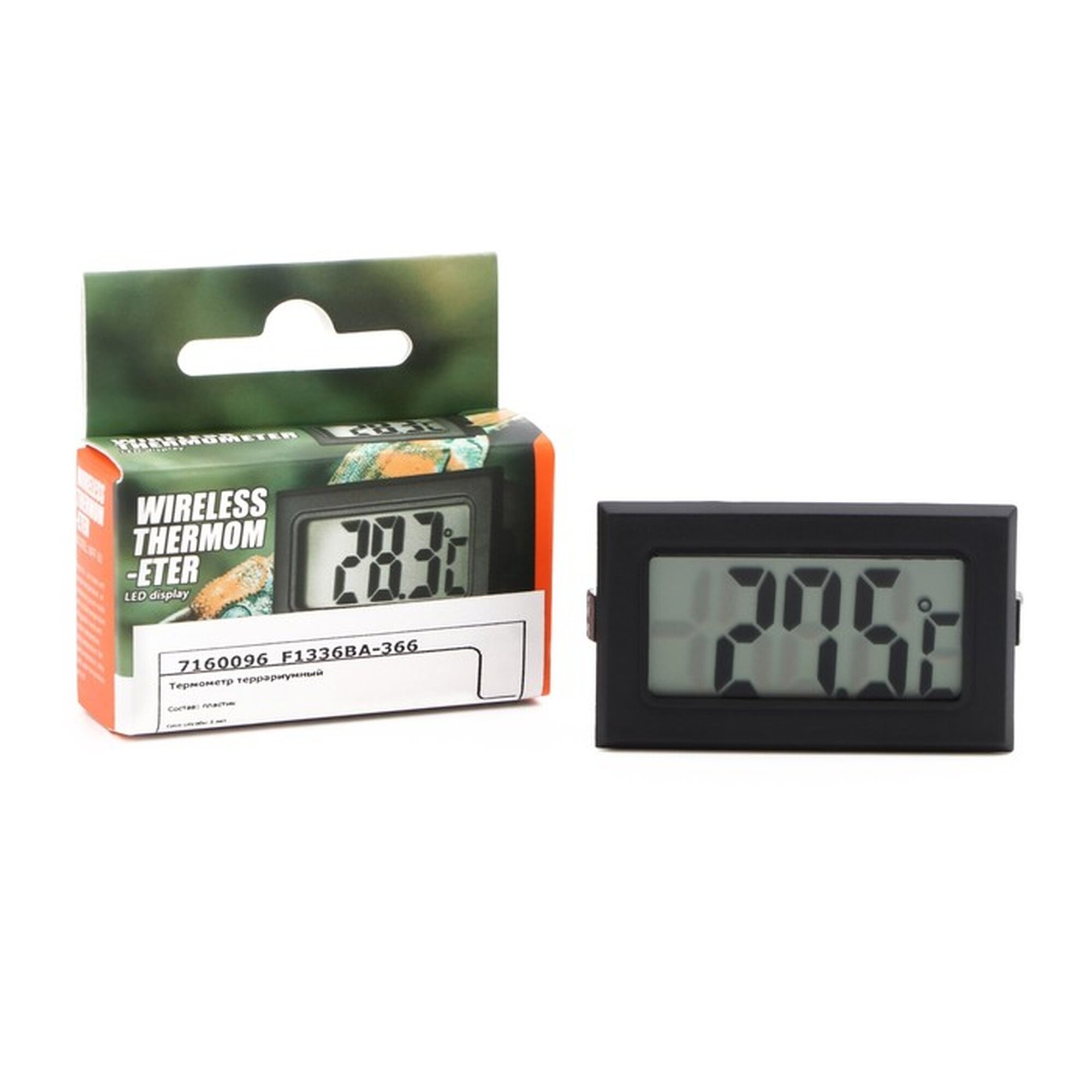 Термометр NomoyPet, для террариумов, с ЖК-дисплеем, навесной, пластик, черный