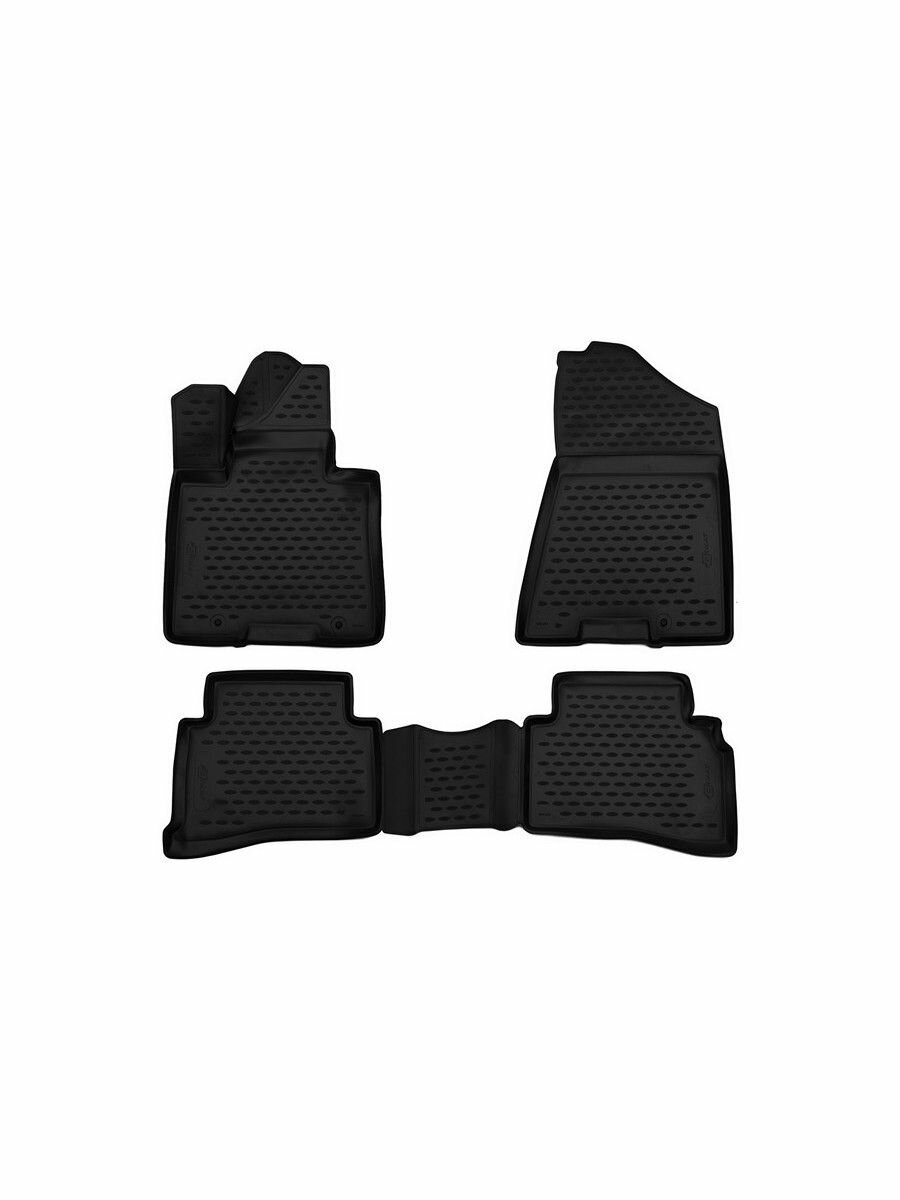 Коврики 3D в салон для HYUNDAI Tucson (III, III р.), 2015-2021, 4 шт. (ПУ, повышенная износостойкость) / Хендай Туксон