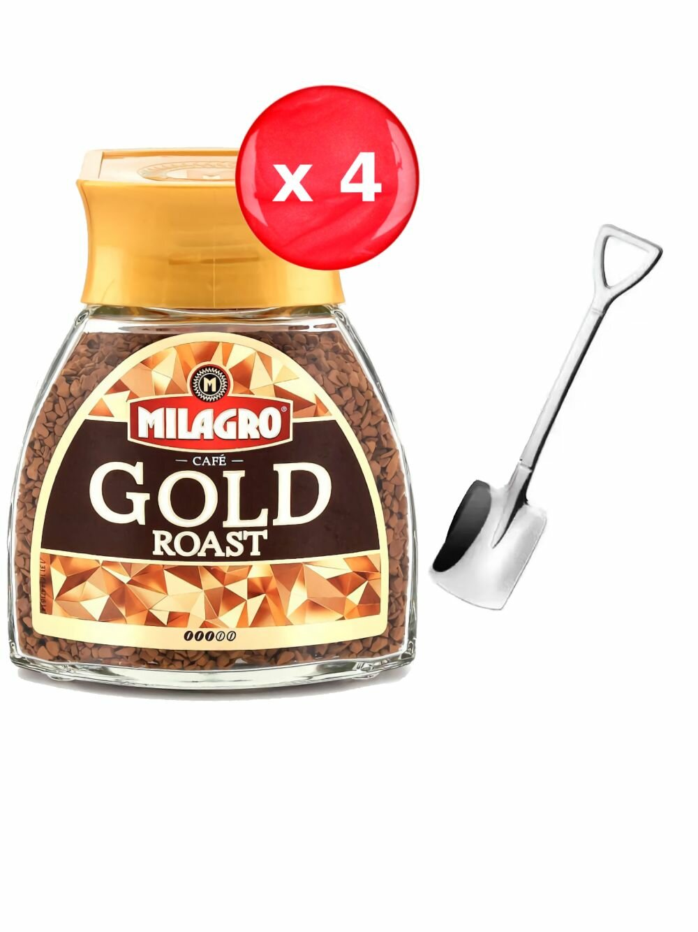 Кофе Milagro Gold Roast растворимый сублимированный, 95 г х 4 шт + ложка