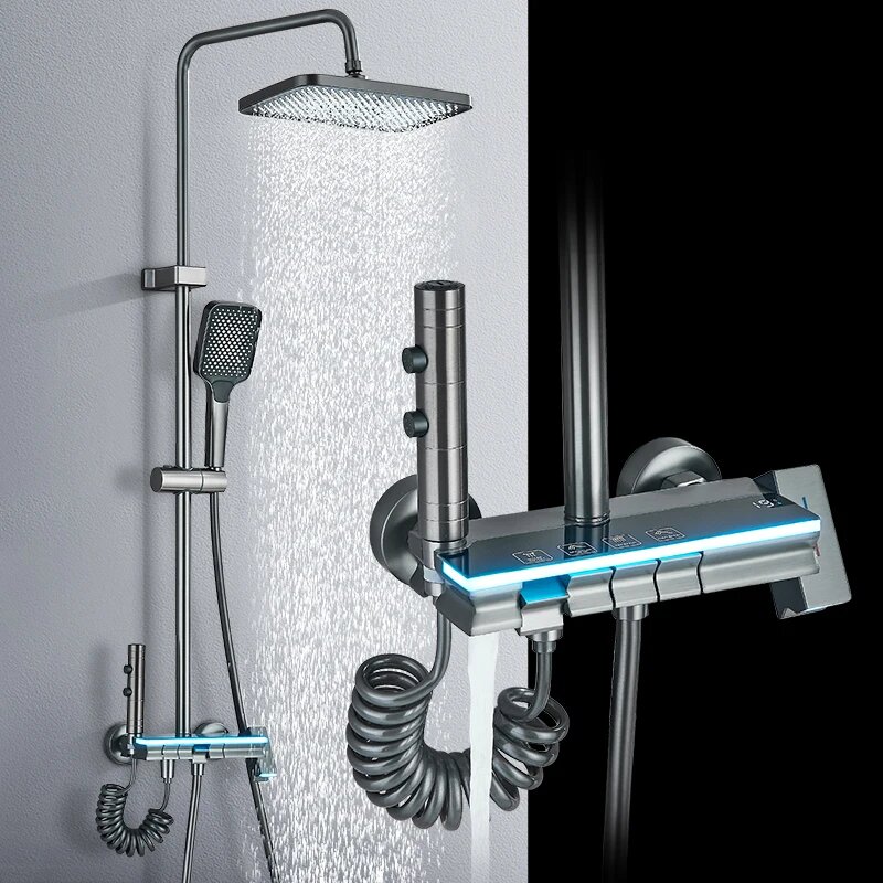 Смеситель для душа с цифровым дисплеем, кран «Водопад» для ванной комнаты, гигиенические краны с подсветкой, SXDD