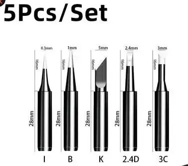 Насадки для паяльника 900M для станции 936, медный сердечник, 5 шт. Black 5pcs