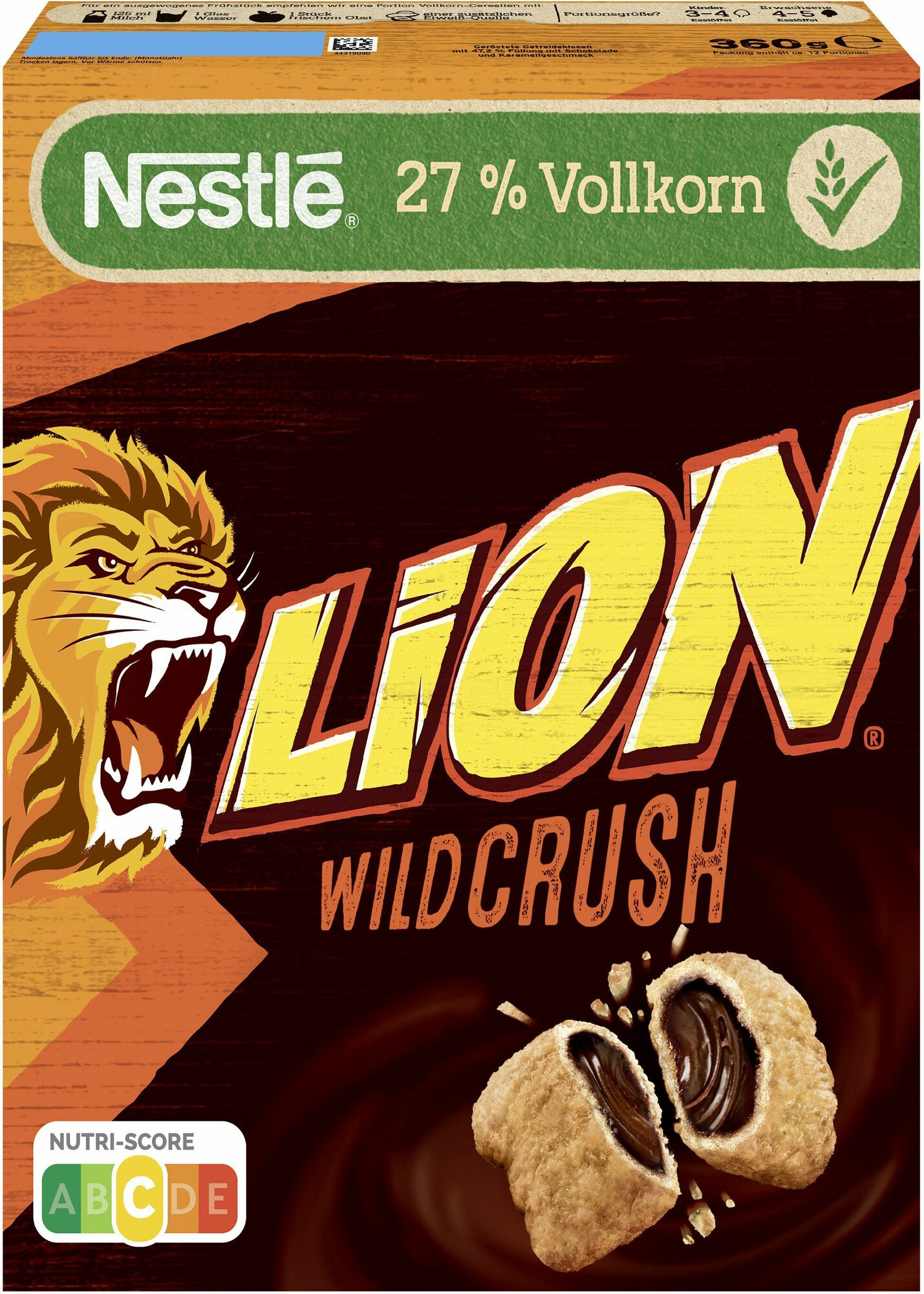 Сухой завтрак Nestle Lion Wild Crush c карамелью и шоколадом, 360 гр. (Швейцария)