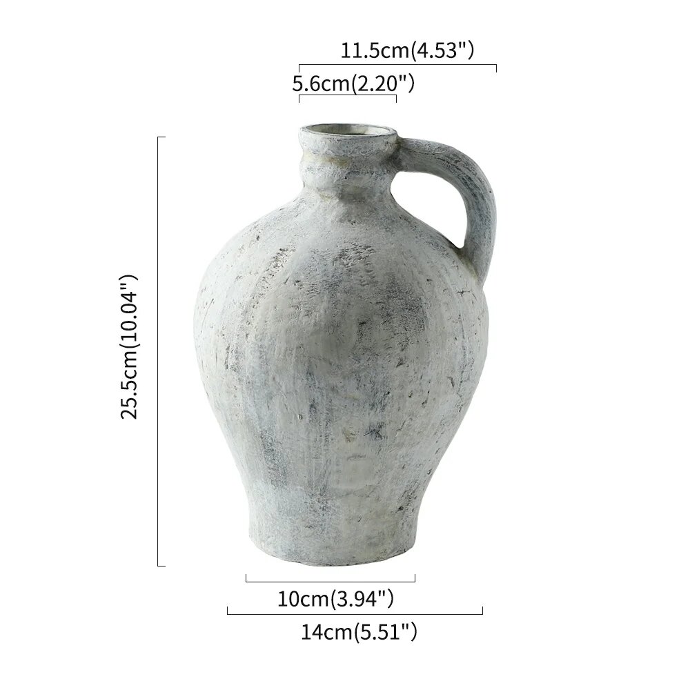 Винтажная ваза из грубой керамики, потертая керамическая ваза ручной работы, высота 30,4 см, домашний декор для прихожей для сушеных цветов, центральная часть Rusti, AS Picture S